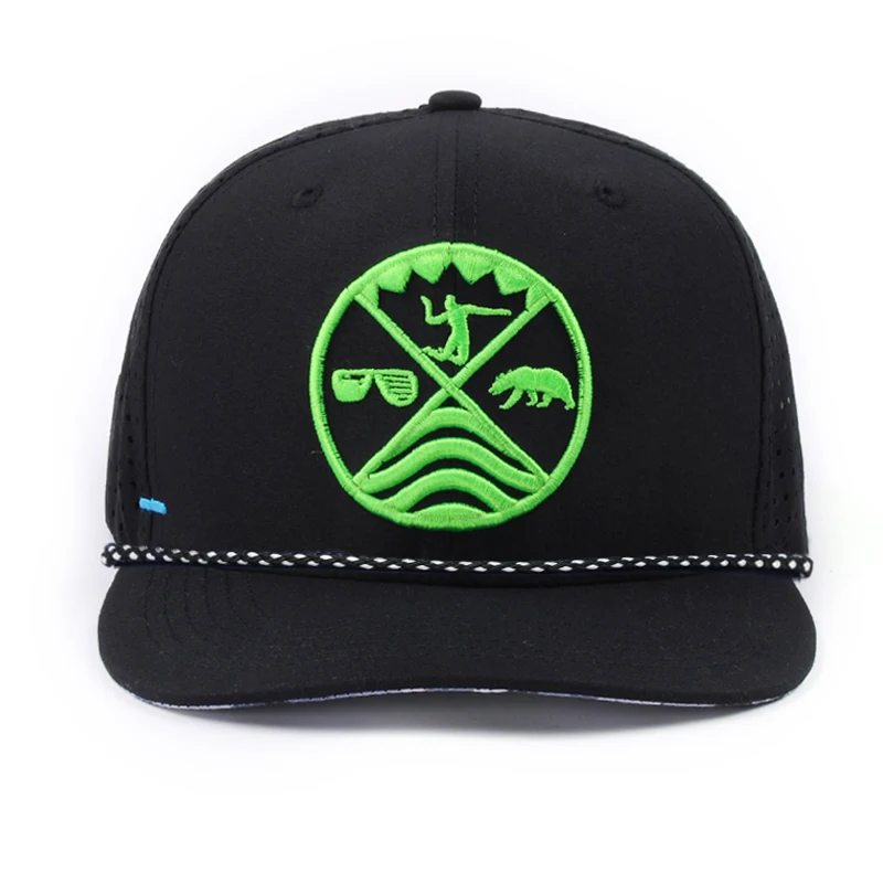 Custom Curved Brim Laser Cut Hole Perforated Hats,6 Panel Embroidered ...