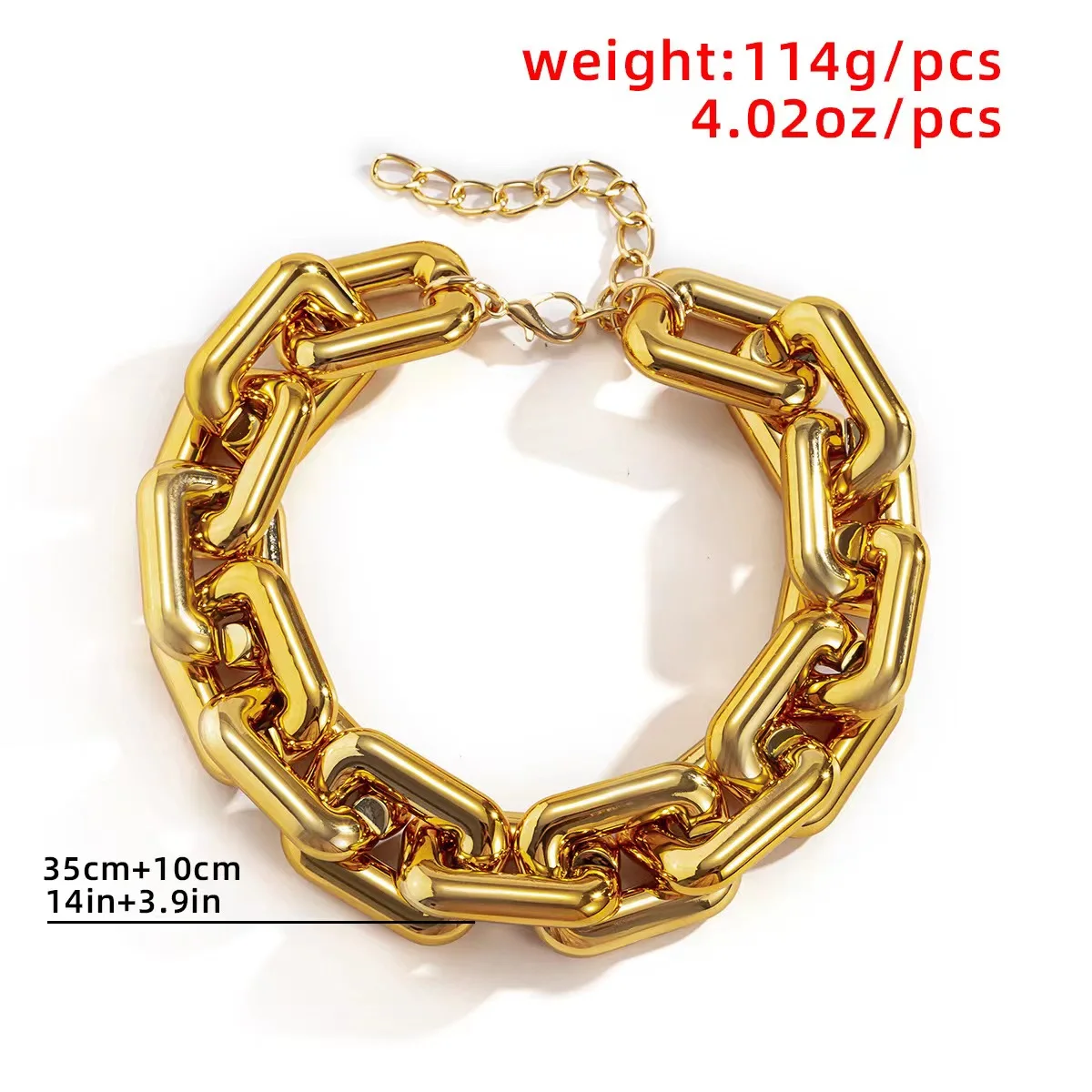 Large Chunky Ccb Curb Chain Necklace Bracelet Set Hip Hop Big Thick ...