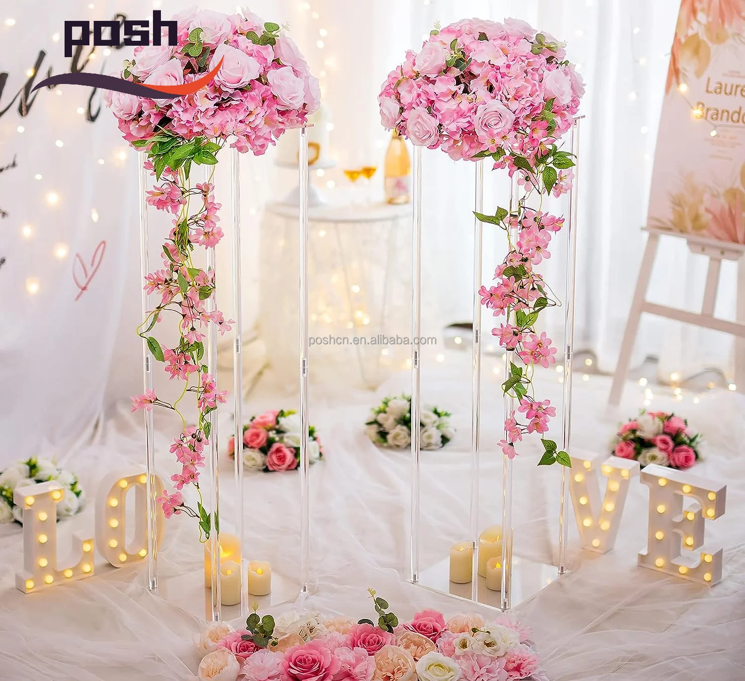 Transparent Clear Acrylic Flower Stand Crystal Flowers Wedding ...