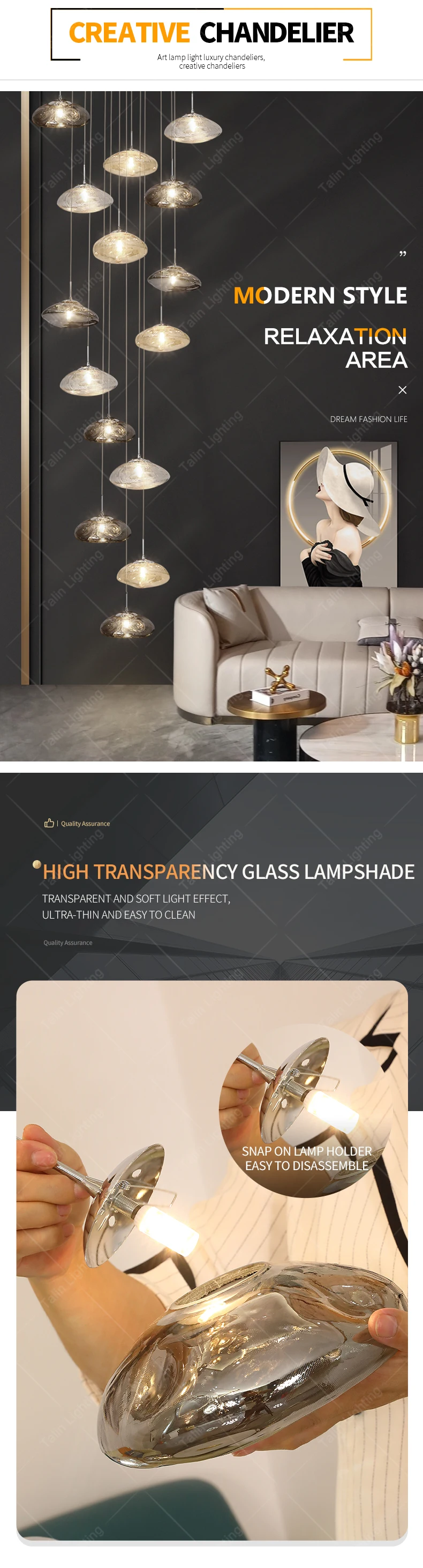 Modern Luxury Chandelier for High Ceiling Hotel Home Staircase