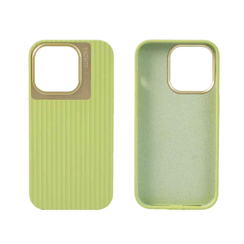 Multi-color Hot Selling Wave Texture Silicone Phone Case Metal Lens ...
