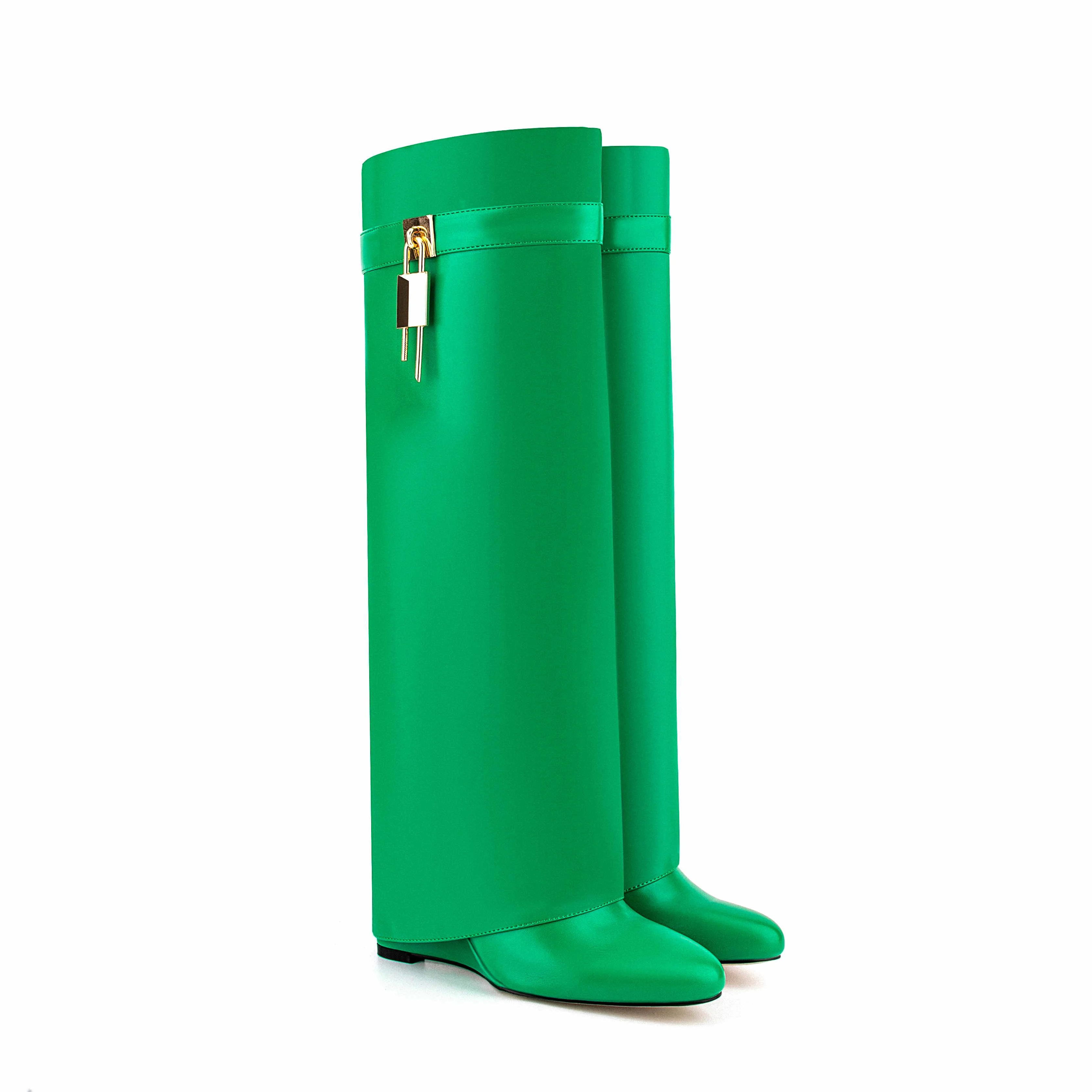 Famous Brand High Heels Designer Shark Boots with Lock