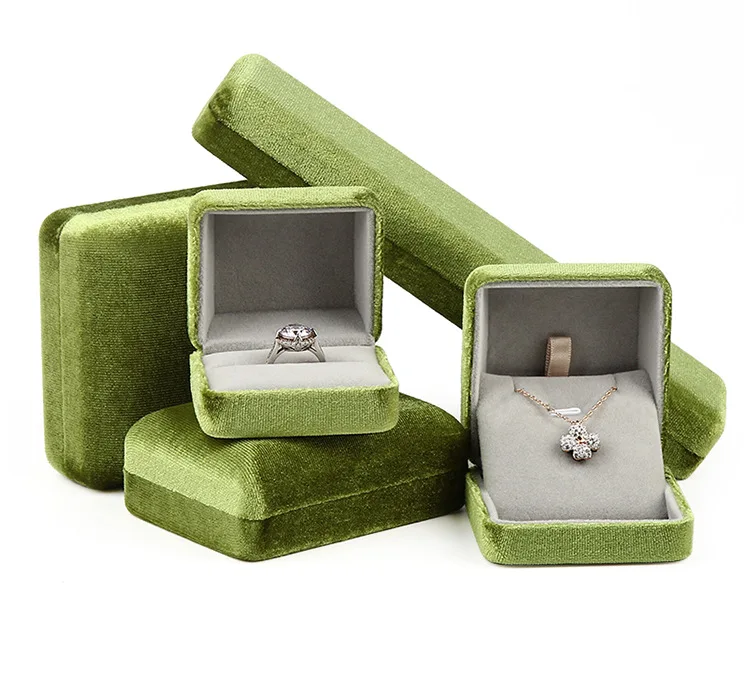 Green Velvet Packaging Jewelry Box,Pendant Earring Bracelet Ring Box ...
