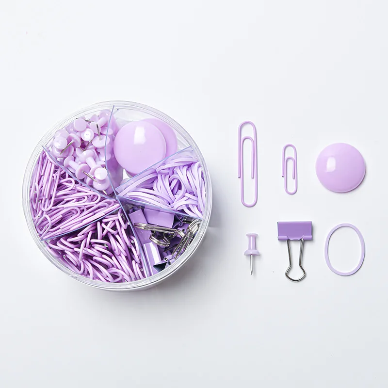 Macaron 6-cell Office Combination Bucket Pushpin Long-tail Metal Clip ...