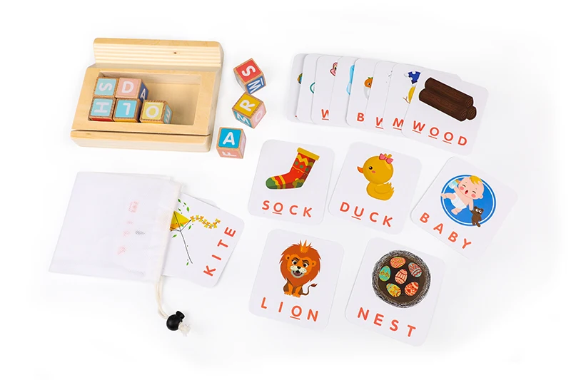 Children Words Flash Cards Wooden Toys First Alphabet Words Learning ...