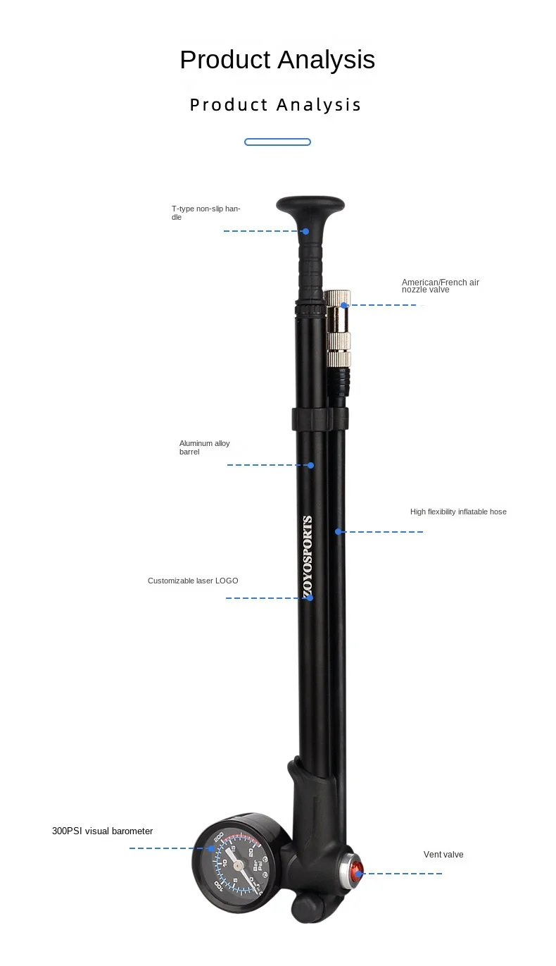 Mountain Bike Air Pressure Fork Shock Absorber Tire Pump Bicycle Rear ...