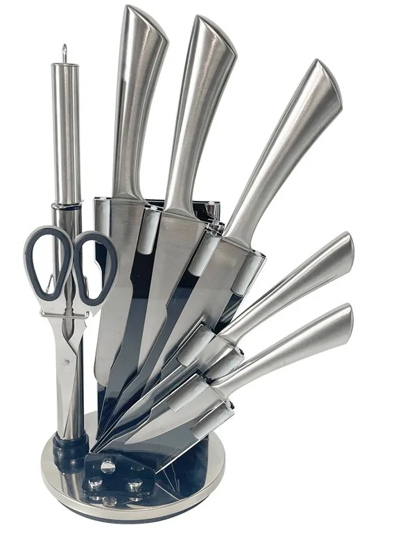 Hollow Handle- 8 Pcs Professional Block Knife Set Kitchen Chef Knife ...