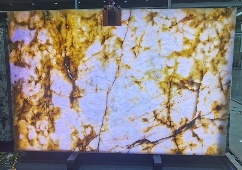 Yellow Quartzite Slabs Natural Translucent Polished Onyx Crystal Gold ...