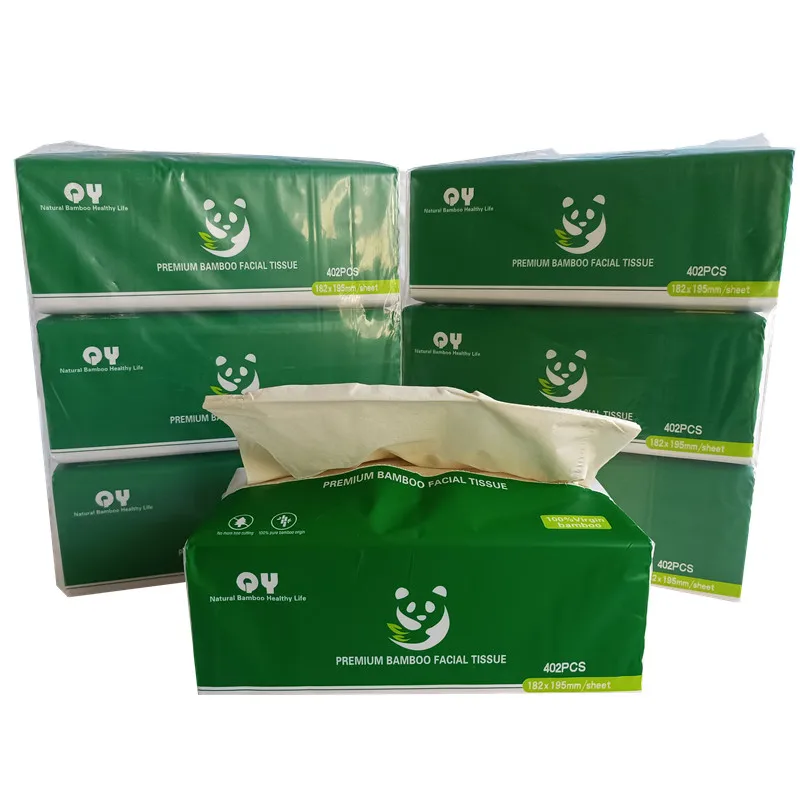 Wholesale 3-Ply Unbleached Brown Bamboo Pulp Tissue Eco-Friendly Facial ...