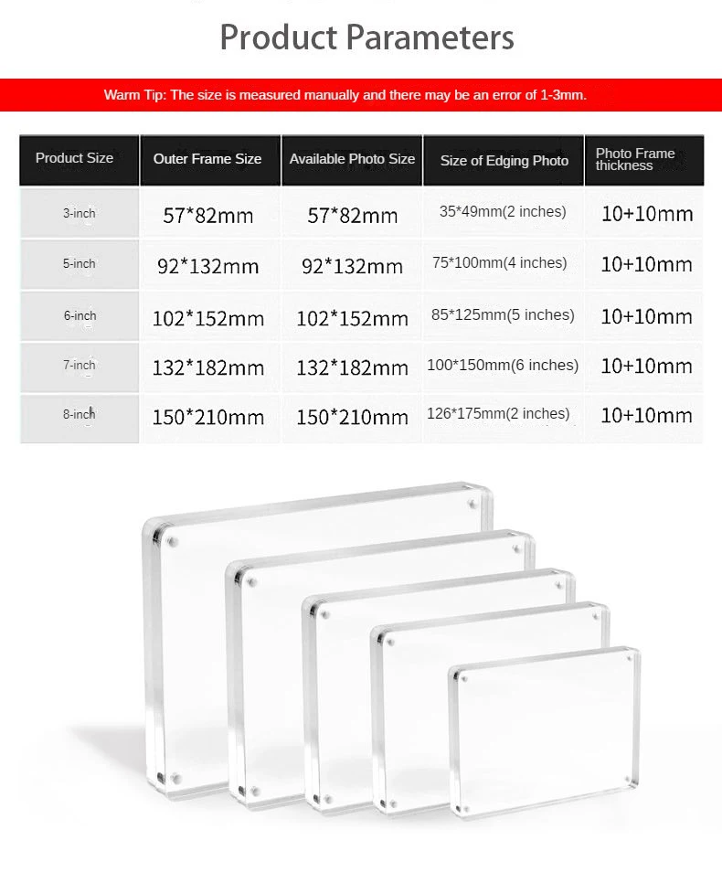 Custom Sized Desktop Display - Double-Sided Clear Acrylic Frame