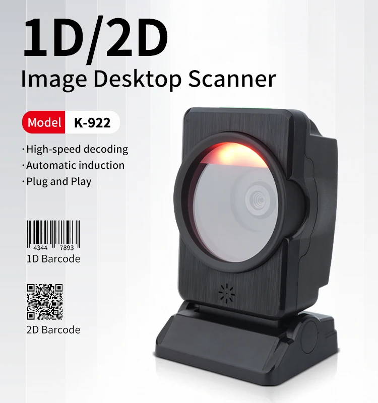 K922 Presentation Vertical Scanner Omnidirectional 2d Desktop Barcode ...