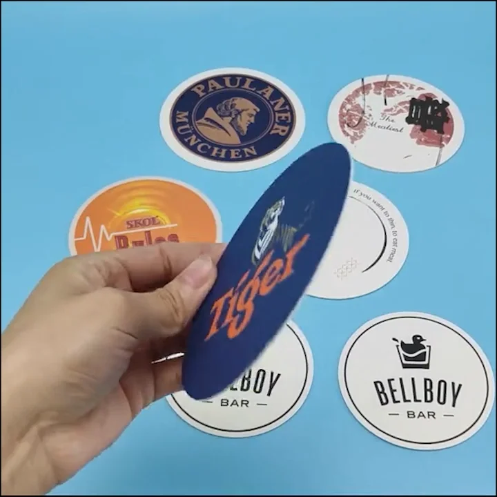 Custom Printed Drinks Coaster Black Hard Cardboard Paper Coaster Wood ...