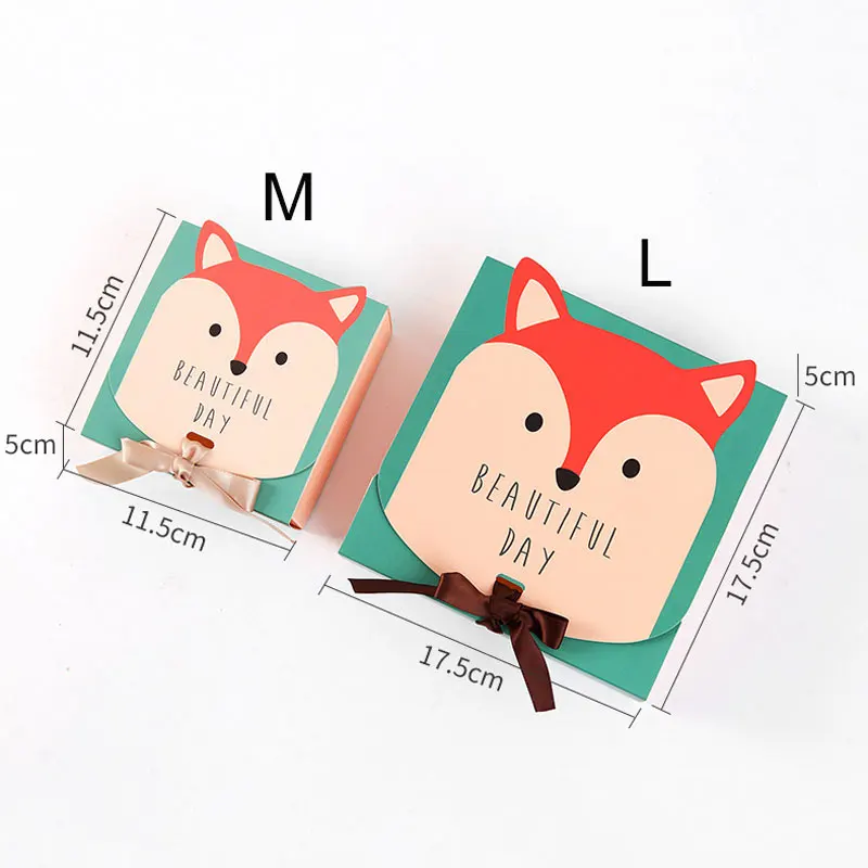 Cartoon Animal Paper Boxes Cube Kids Birthday Party Favors Gift ...
