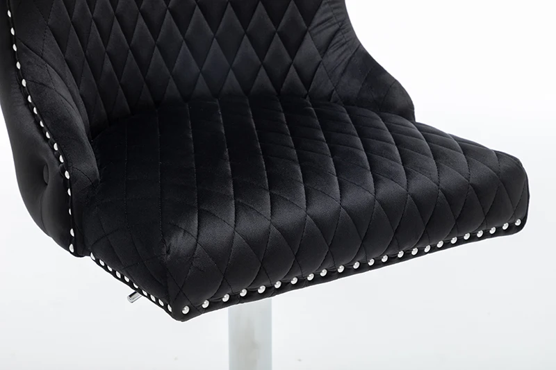 Metal Leg Bar Chairs Designed With Black Velvet Front Diamond Check ...