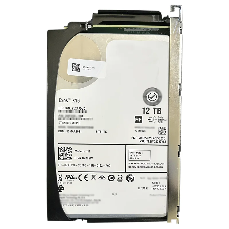 Original New Emc 7kt9w Seagate Exos X16 12tb Sas 12gb/s 7.2k 3.5" Hdd ...