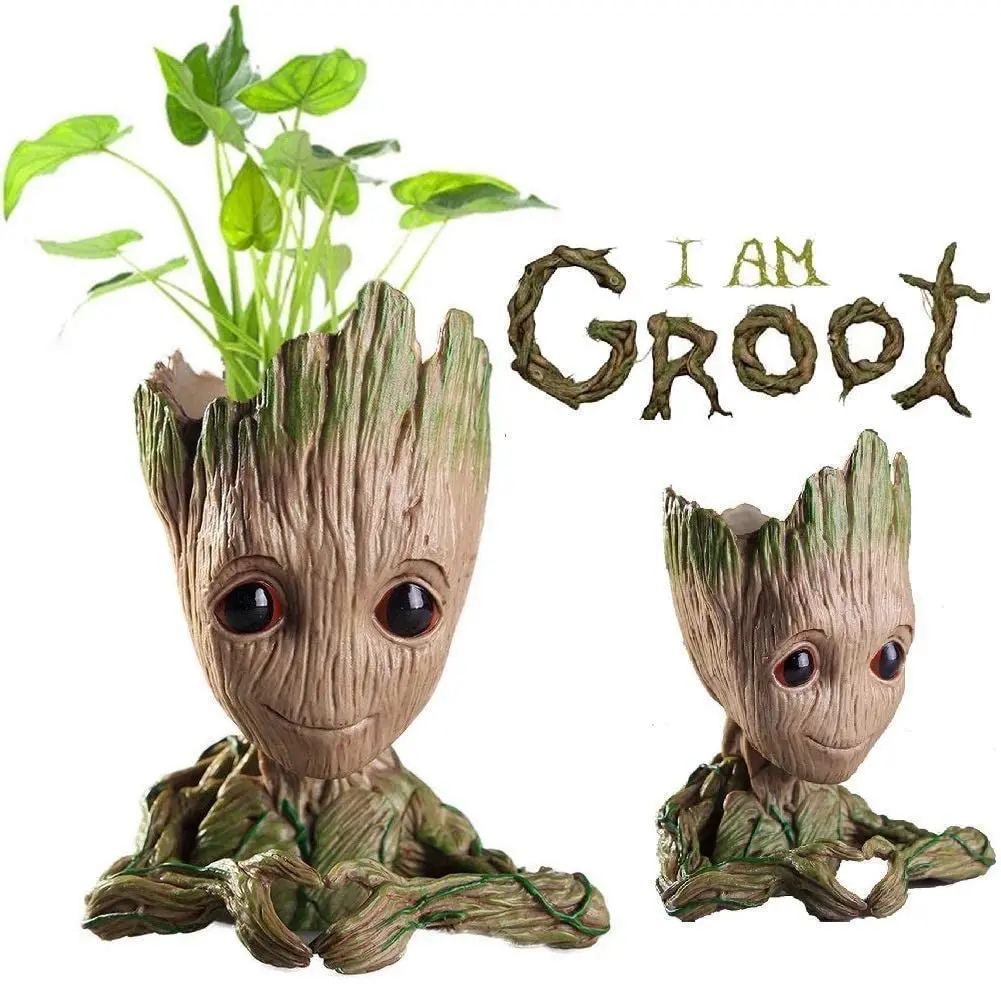 Baby Groot Tree Man Action Figures Model Pen Holder Garden Flower Pot ...