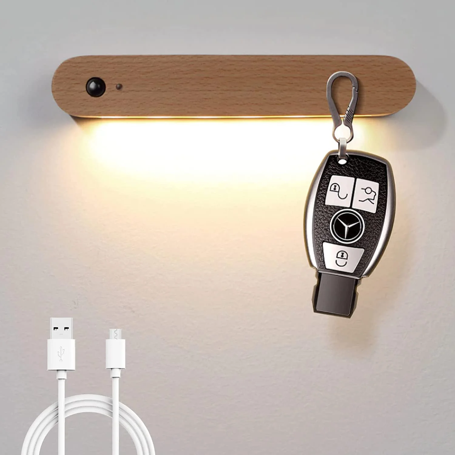 Espada Morden Style Beech Wooden Led Wall Sconce Key Hanger Small Lamp ...