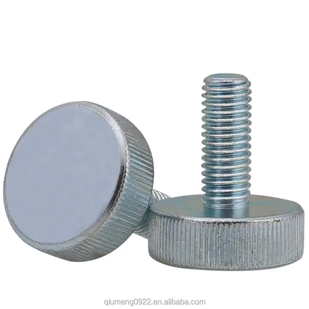 Zinc Plated Hand Tighten Adjust Screws Bolts Flat Head Knurled ...
