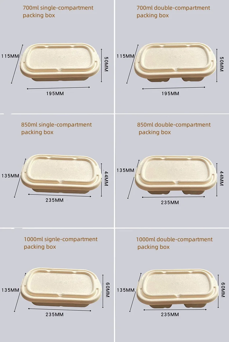 Disposable Biodegradable Sugarcane Bagasse Food Container Takeway Fast ...