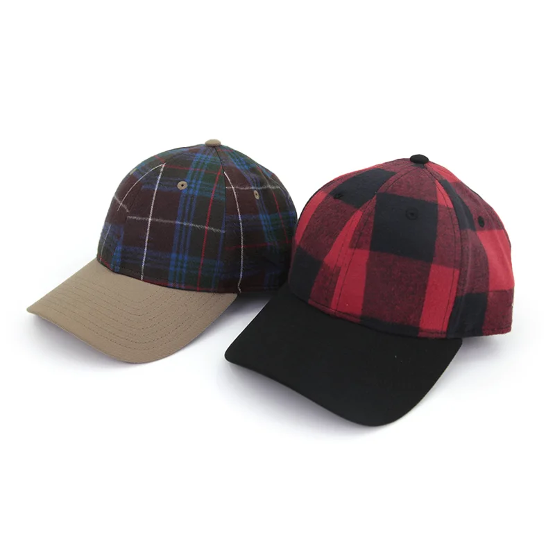 British Style Thick Warm Buffalo Plaid Woolen Embossed Running Hat for ...