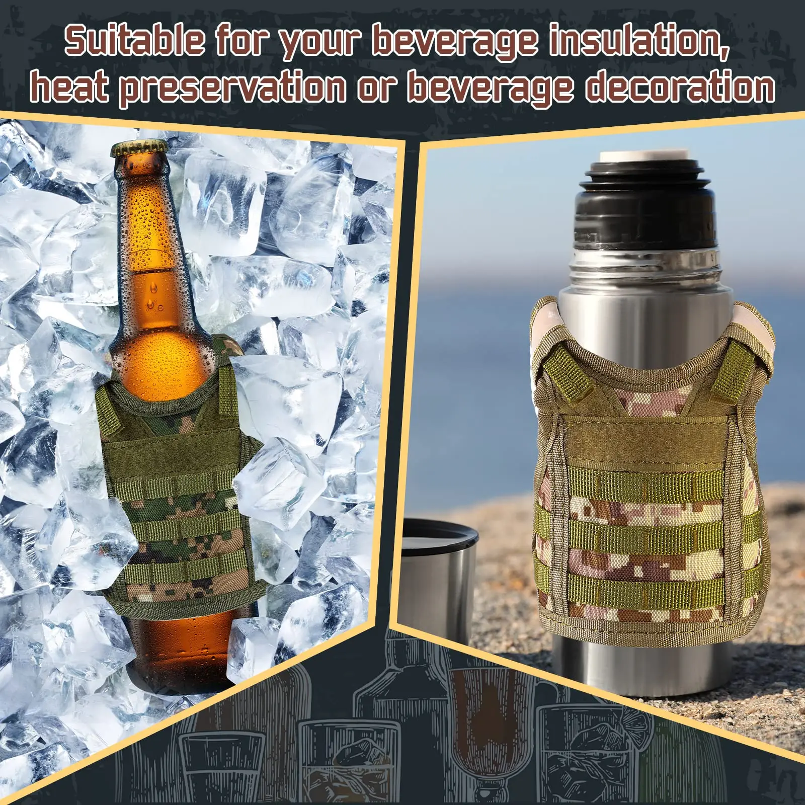 Customizable Insulated Mini Molle Beverage Cooler Vest For Cans ...