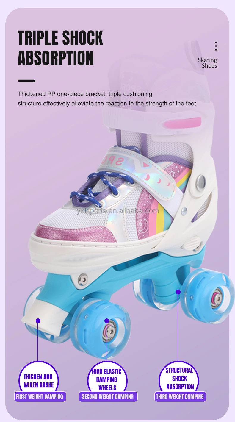 Quad Roller Skate 4 Wheel Quad Roller Skates For Girls Flashing Roller ...