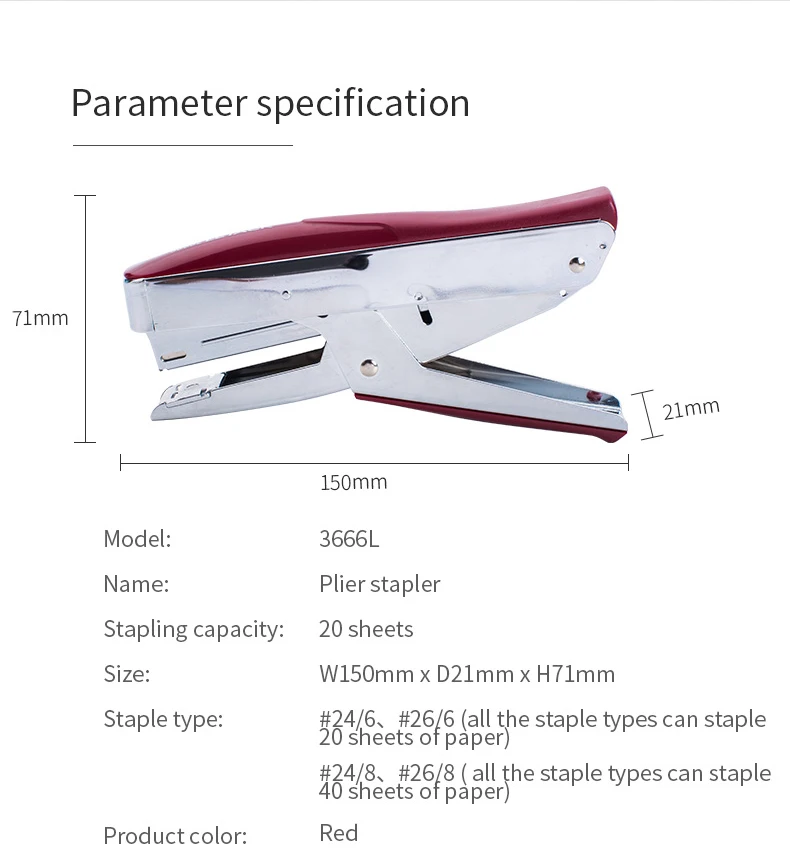 Factory Outlet 3666l Model Metal Pliers Stapler Automatic Labor-saving Manual Tool Stapler For ...
