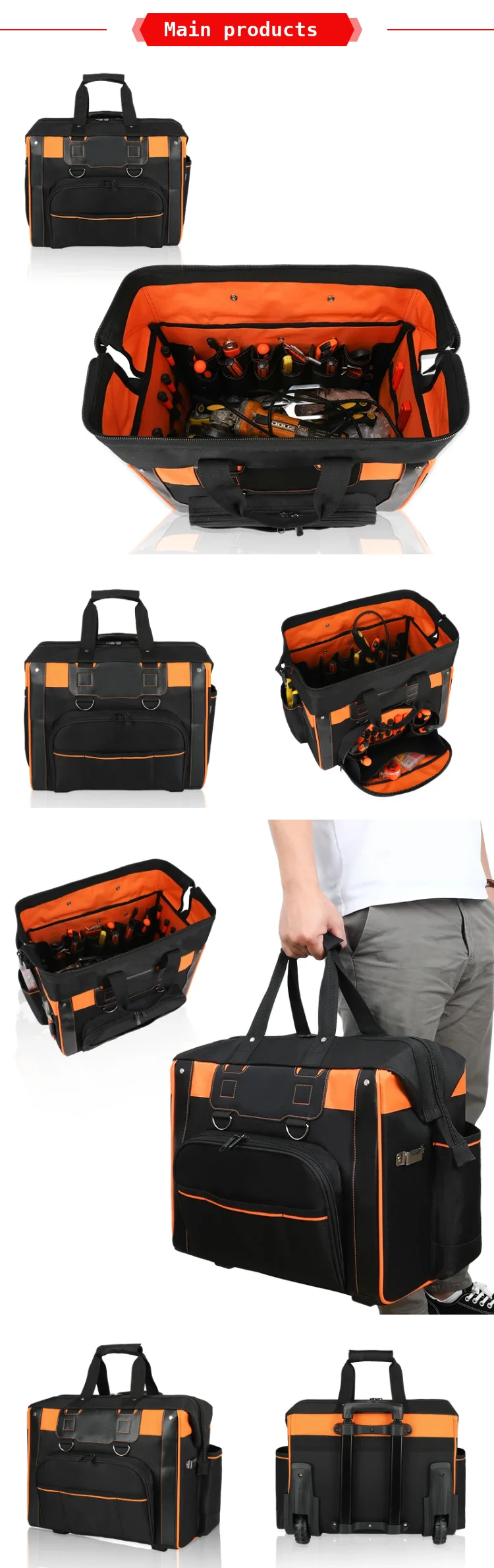 Oem Custom Heavy Duty Tool Trolley Bag Large Capacity Rolling Tool ...