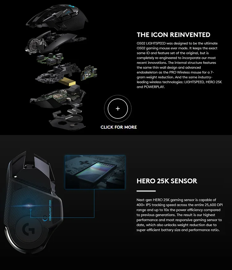 Logitech G502 Lightspeed Wireless Gaming Mouse - 25600 DPI