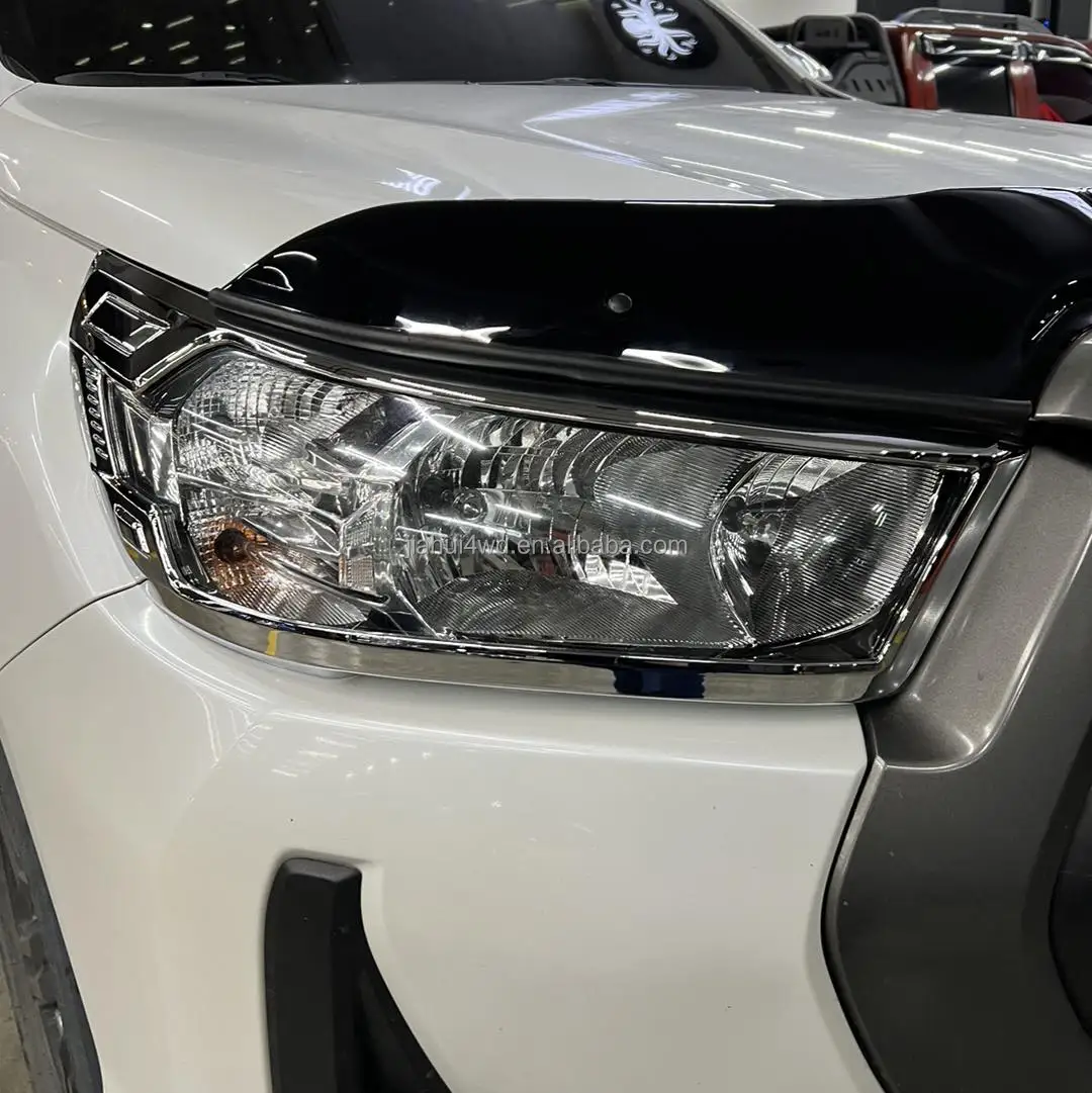 Gloss Black Trim Front Roof Spoiler Top LED for Toyota Hilux