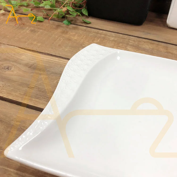 Hotel Restaurant Use Irregular Shape Ceramic Dinner Tableware White ...
