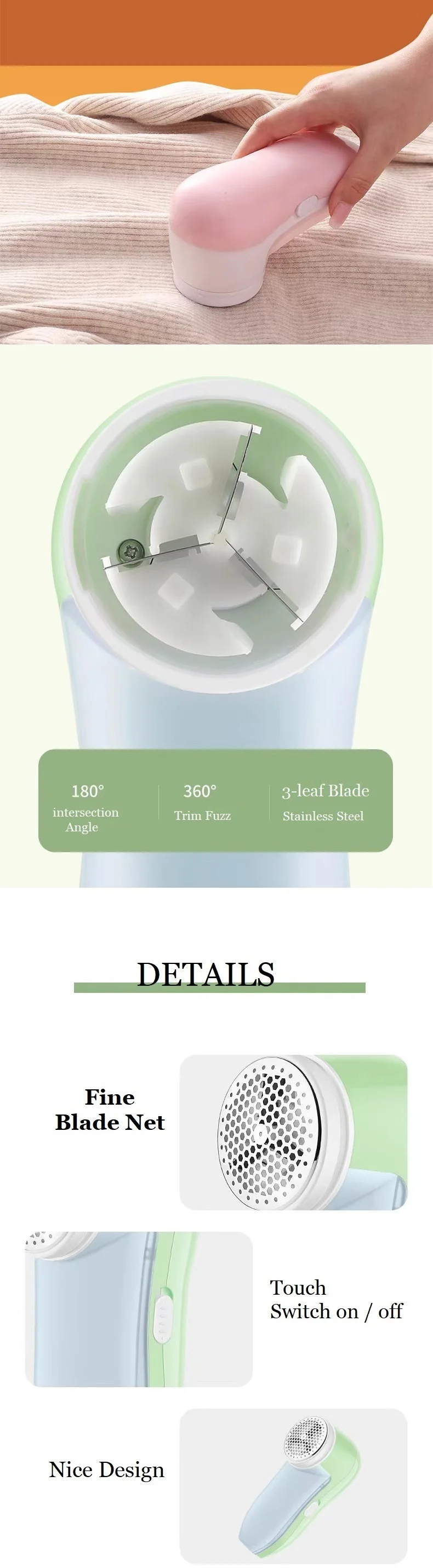 3W Mini Handheld Clothes Sweater Lint Shaver Dutch Coat Smooth Fluff ...