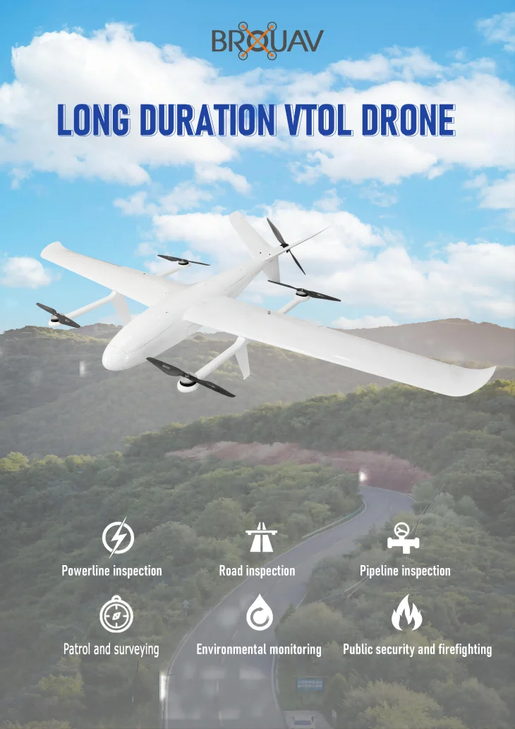 BROUAV V15 Fixed Wing VTOL Drone for Construction Site Inspection ...