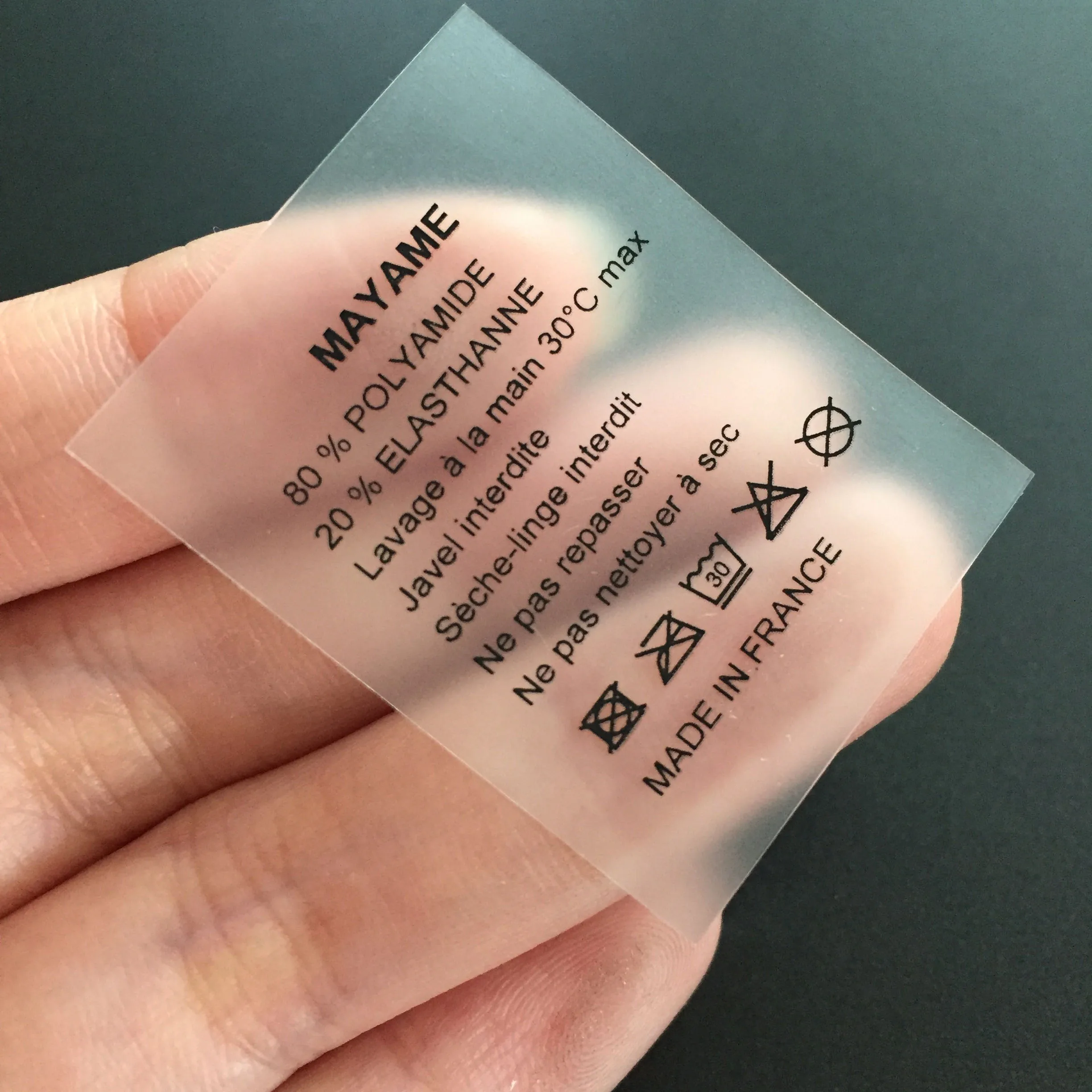 Custom Printed Soft Plastic Transparent Wash Care Label TPU Clothing Label