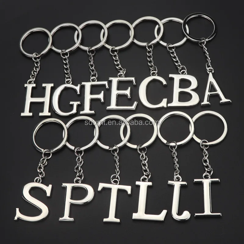 Metal 26 Initial Alphabet Letters Keychain Blank Capitals Letter ...