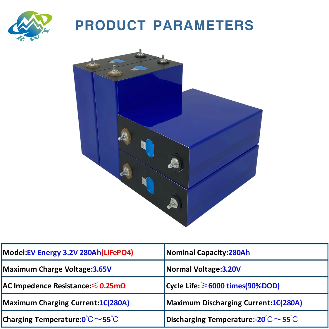 Rwt Eu Stock 280ah Lifepo4 Battery 3.2v Lf280k 6000 Cycles Grade A Lifepo4 280ah Lithium Ion ...