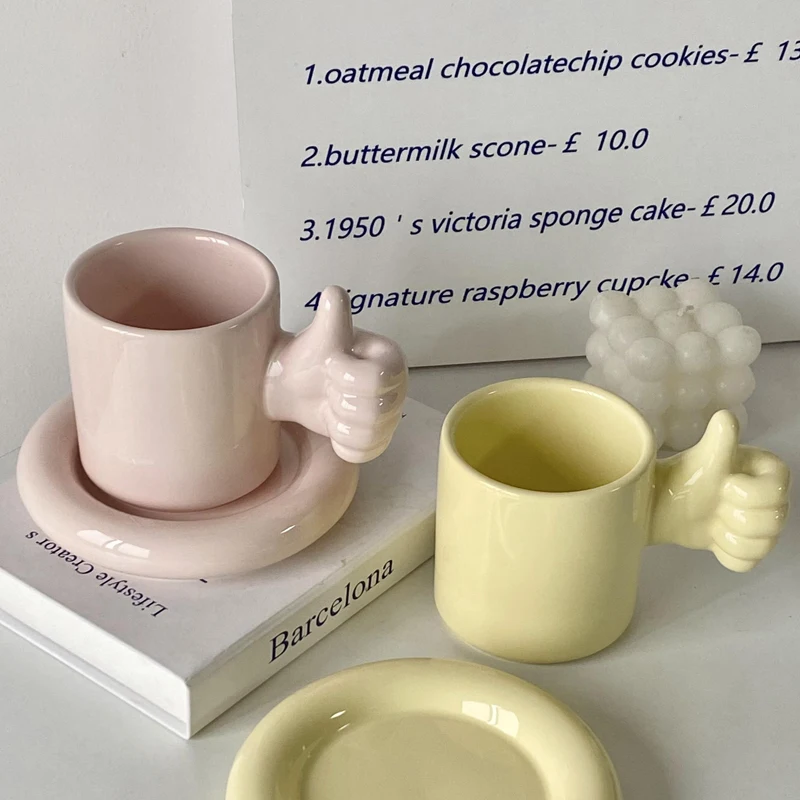 Custom Mugs With Logo Unique Thumb up Gesture Shape Porcelain White ...