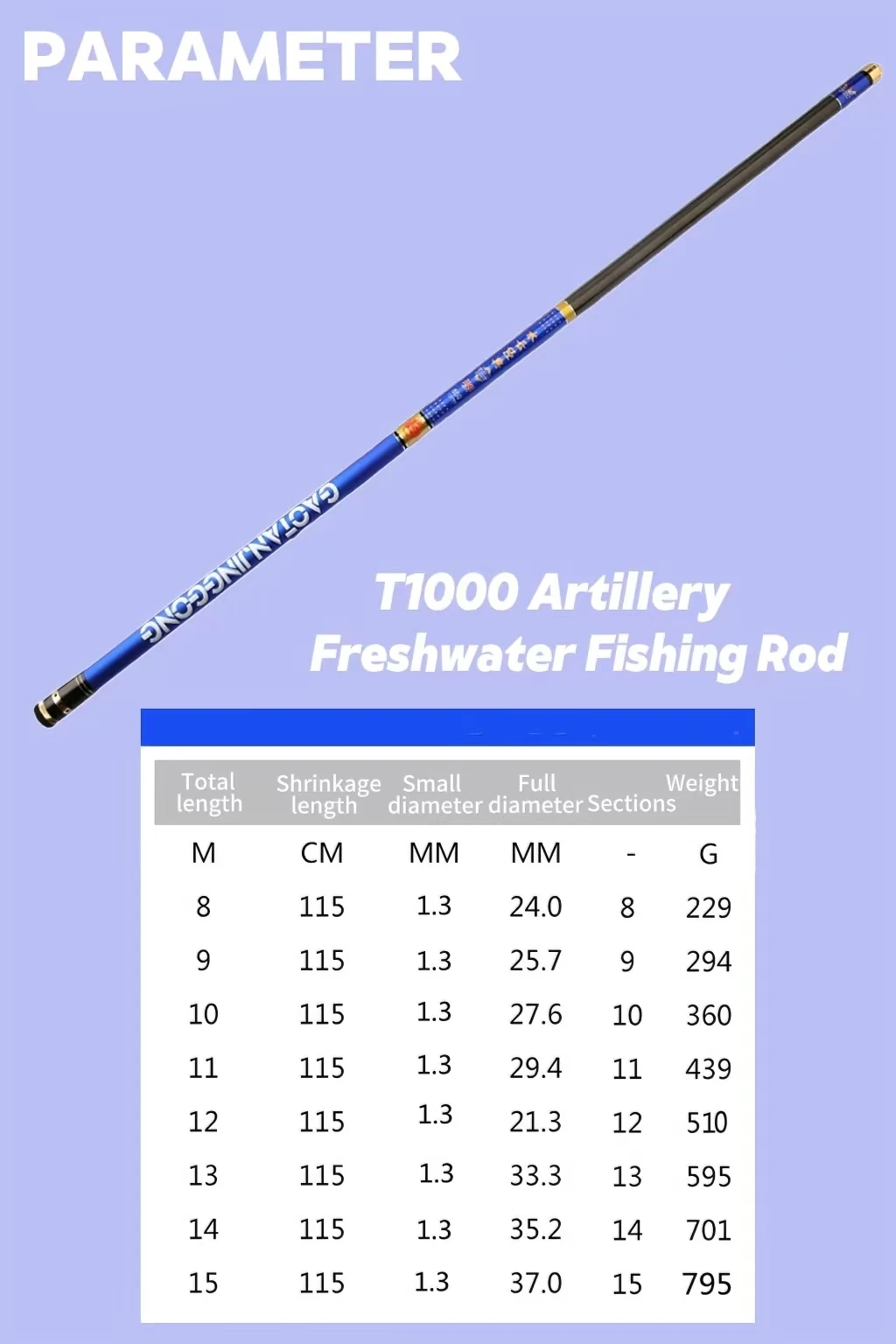 T1000 Telescopic 9m Carbon Fiber Hera Tenkara Rod 8m-15m Flexible 8:2 ...