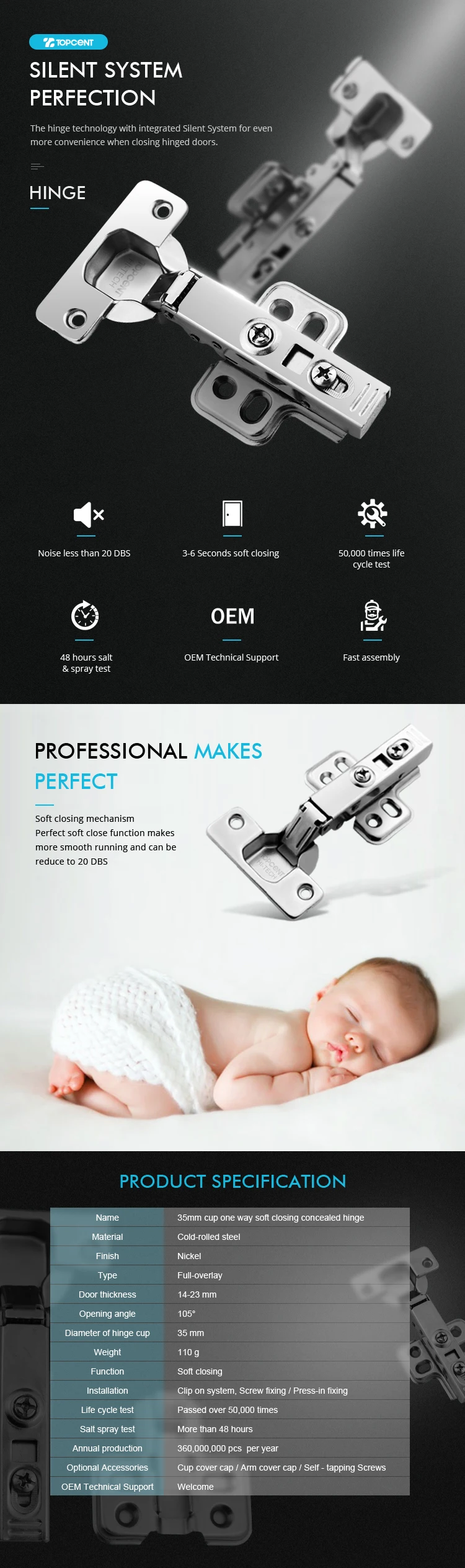 TOPCENT Kitchen Hinges - Soft Closing Cabinet Door Hinges