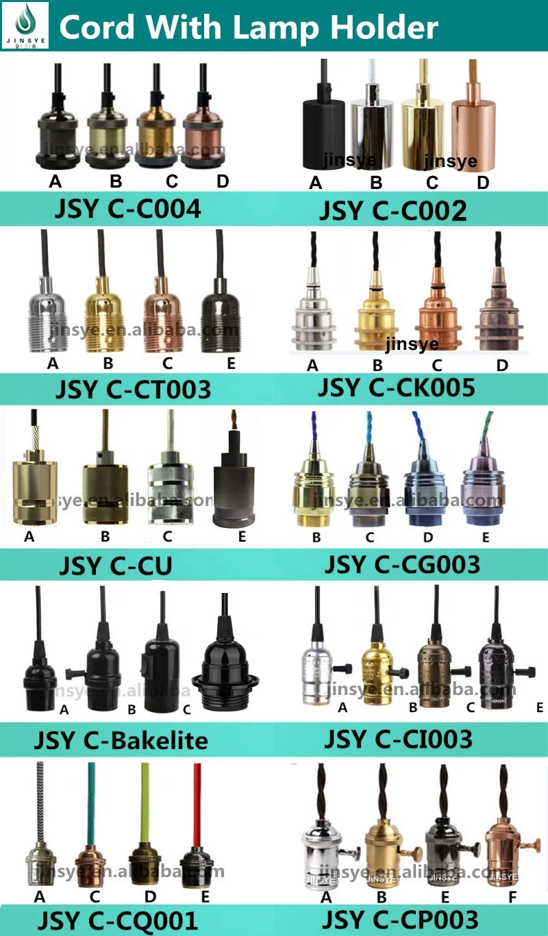 Customizable CE Multiple Sockets Textile Round Cord Lampholders E27 ...