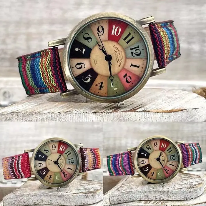 Quirky Boho Hippie Watches - Multi Color Rainbow Pattern