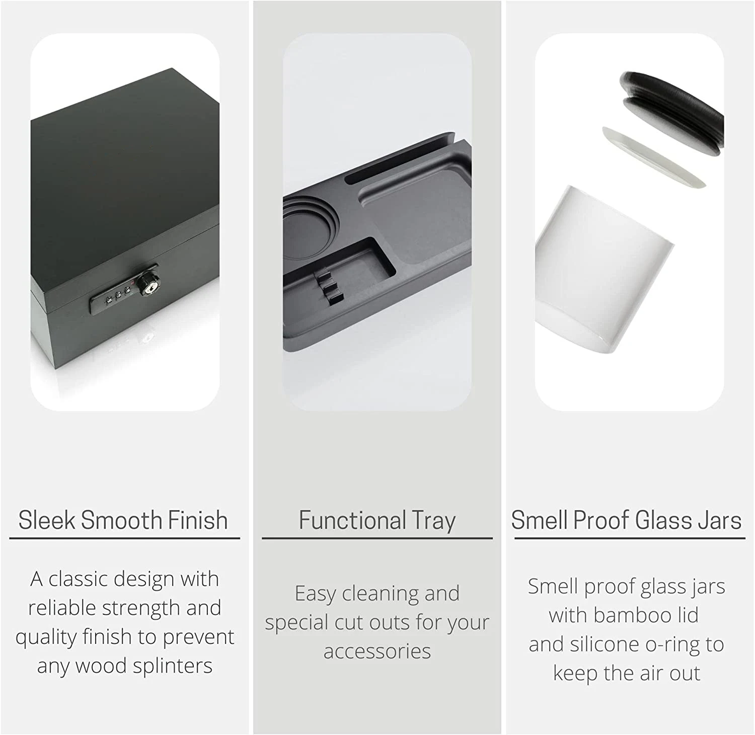 Smokers Smell Proof Bamboo Wooden Travel Stash Box with Rolling Tray ...