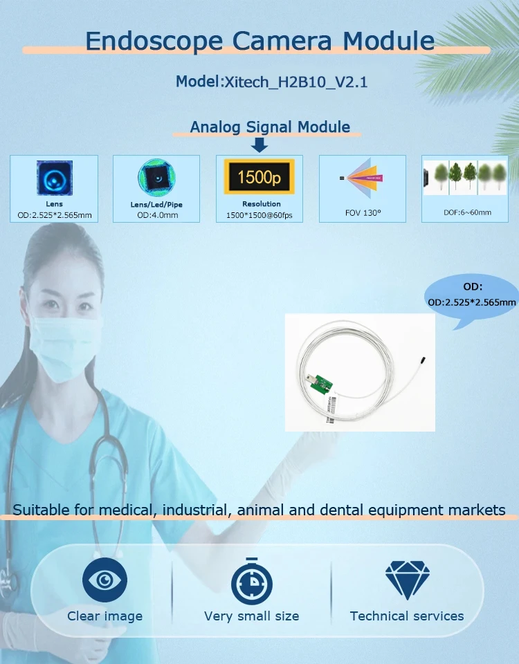 Och2b10 Endoscope Camera Module, 2.25mp, 130° Fov, Odm