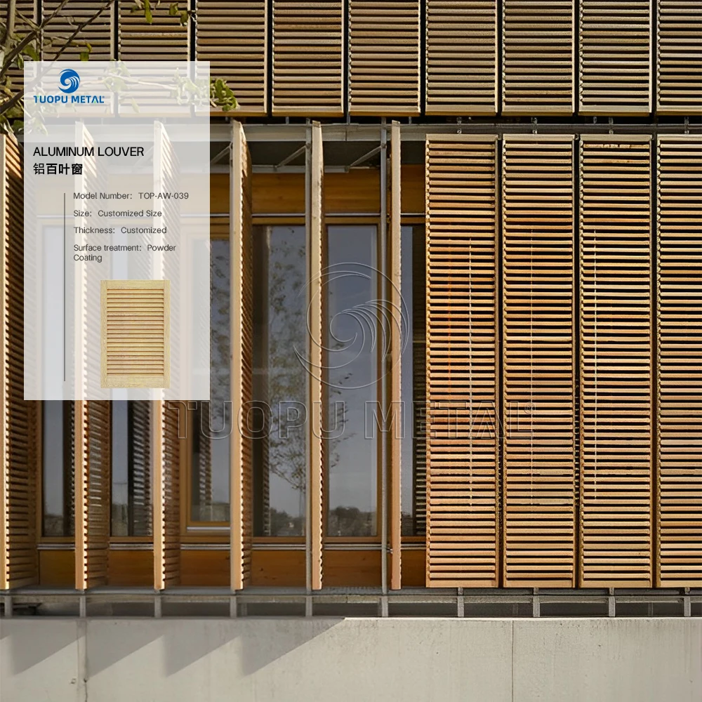 exterior facade decorative cladding louver wood color aluminum louver ...