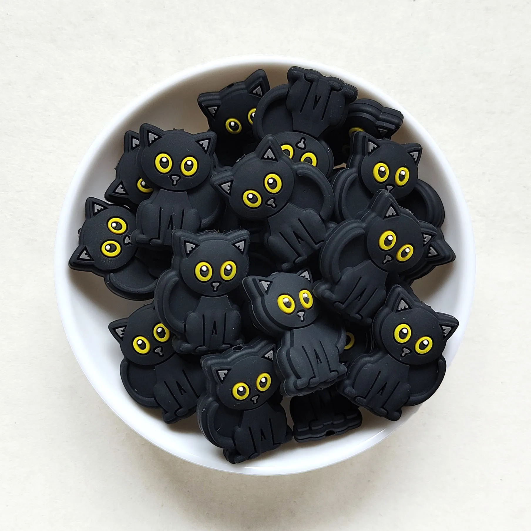 Black Cat Silicone Beads Diy Pacifier Chain Accessories Baby Teething ...