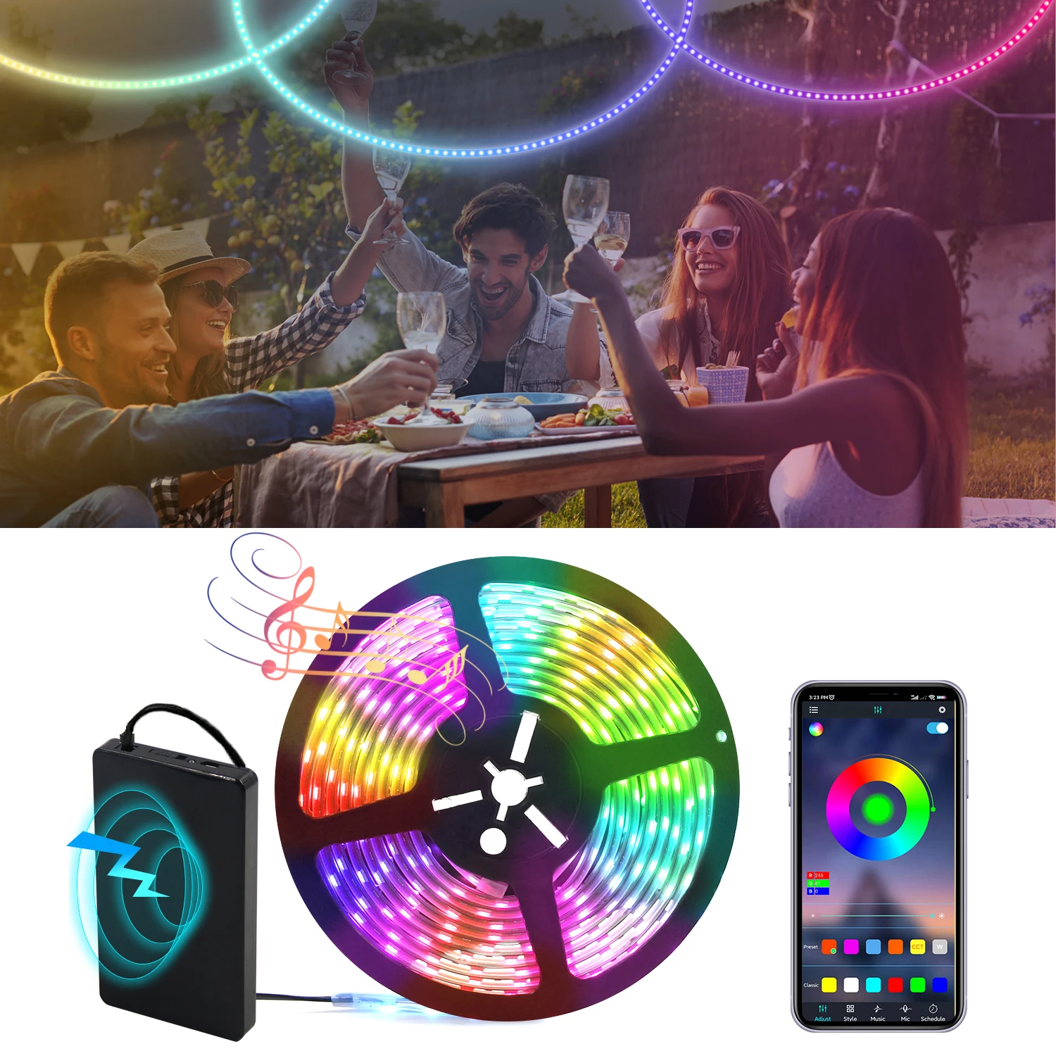 VST Rechargeable RGB Light Strip APP or Wifi 12V Remote Controlled 5050 ...