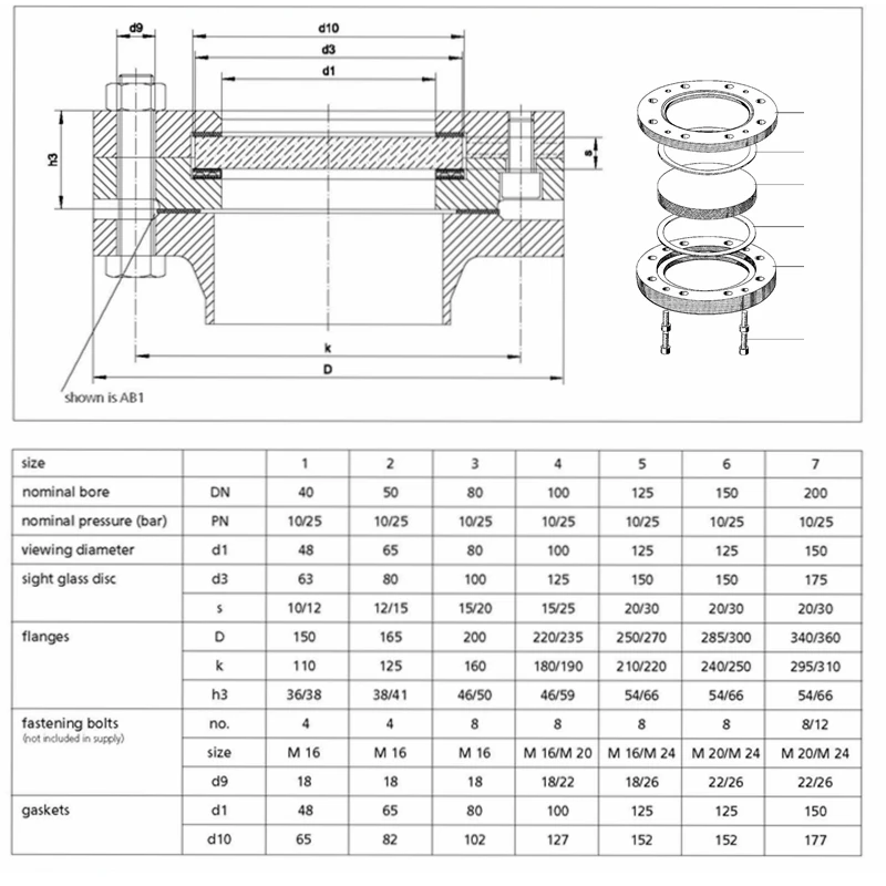 Stainless Steel Flange Welding Flanged Vessel Sight Glass for Tanks Ex ...