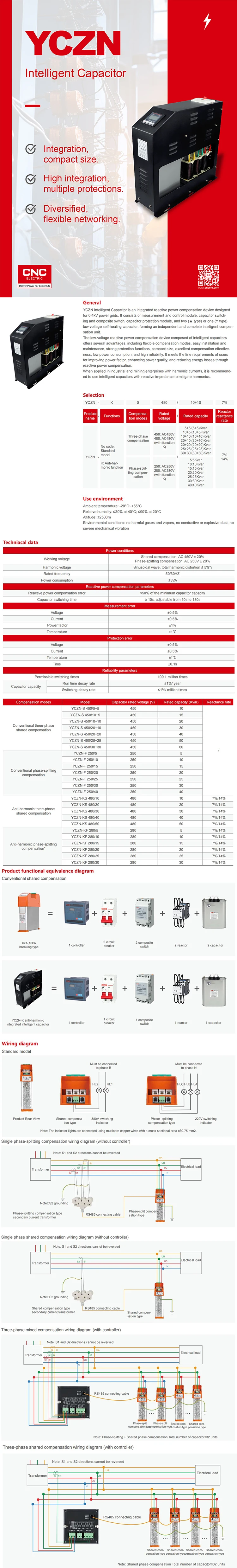 YCZN Intelligent Capacitor Low Voltage 250V 450V Power Factor ...