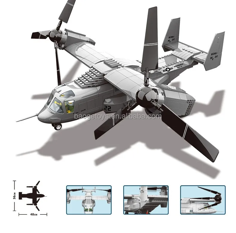 V-22 Osprey Aircraft Building Block Set - 460 Pcs Military Toy