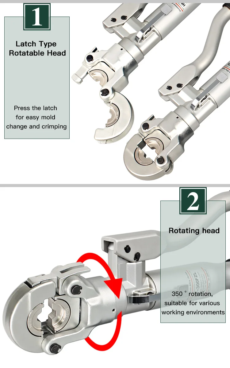 HP-300FZL Hydraulic Cable Crimper 16-300mm2 with Latch Type Rotatable ...